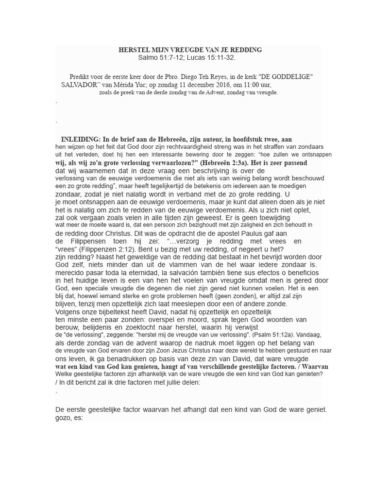 Geef Me Weer de Vreugde Van Uw Redding | PDF