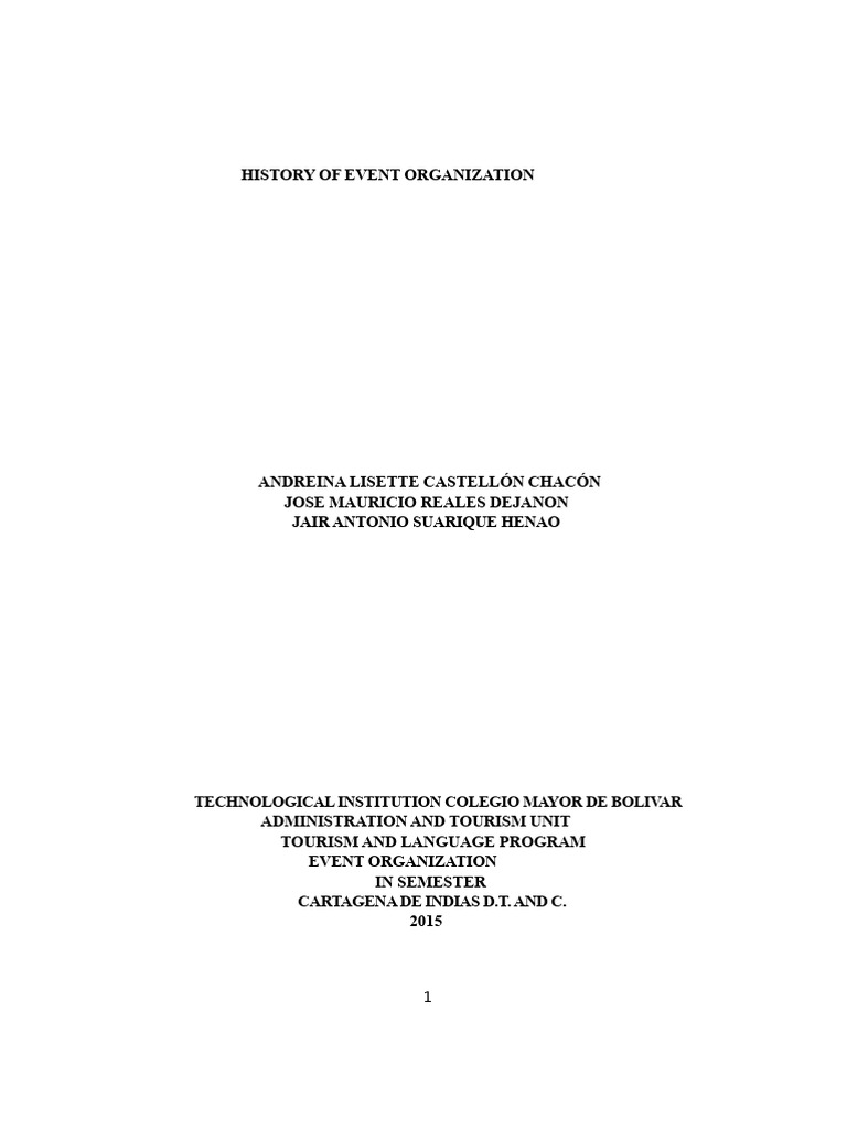 History of Event Organization | PDF | Tourism | Hotel