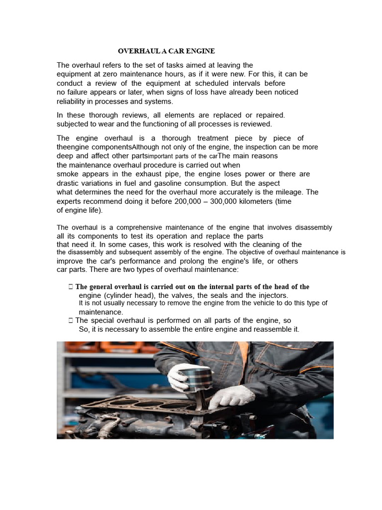 Overhaul A Car Engine | PDF | Engines | Internal Combustion Engine