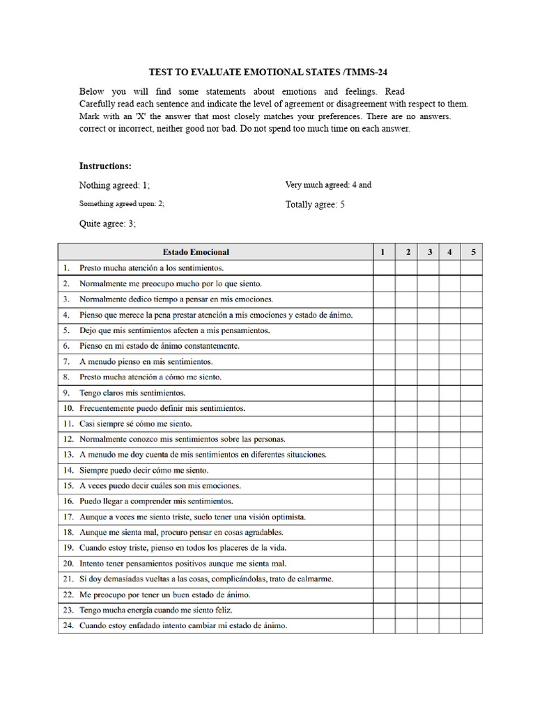 Test To Evaluate Emotional States | PDF