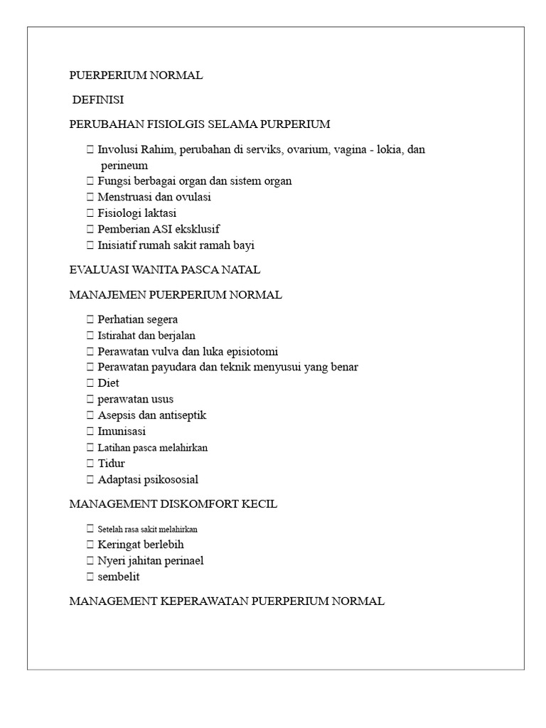 Manajemen Puerperium Normal dan Komplikasinya | PDF