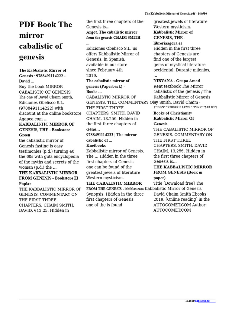 The Cabalistic Mirror of Genesis | PDF | Kabbalah | Spirituality
