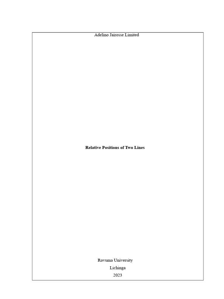 Relative Positions of Two Lines | PDF | Geometry | Mathematics