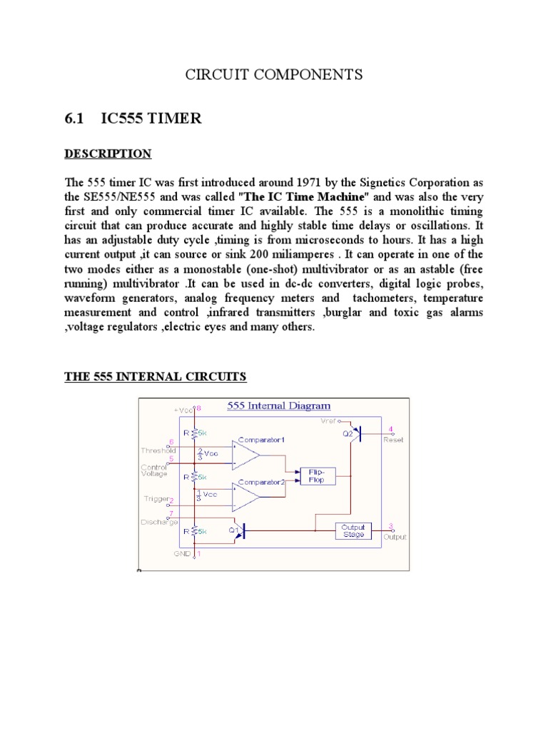 6.1 IC555 TIMER: Circuit Components | PDF | Electronic Engineering ...