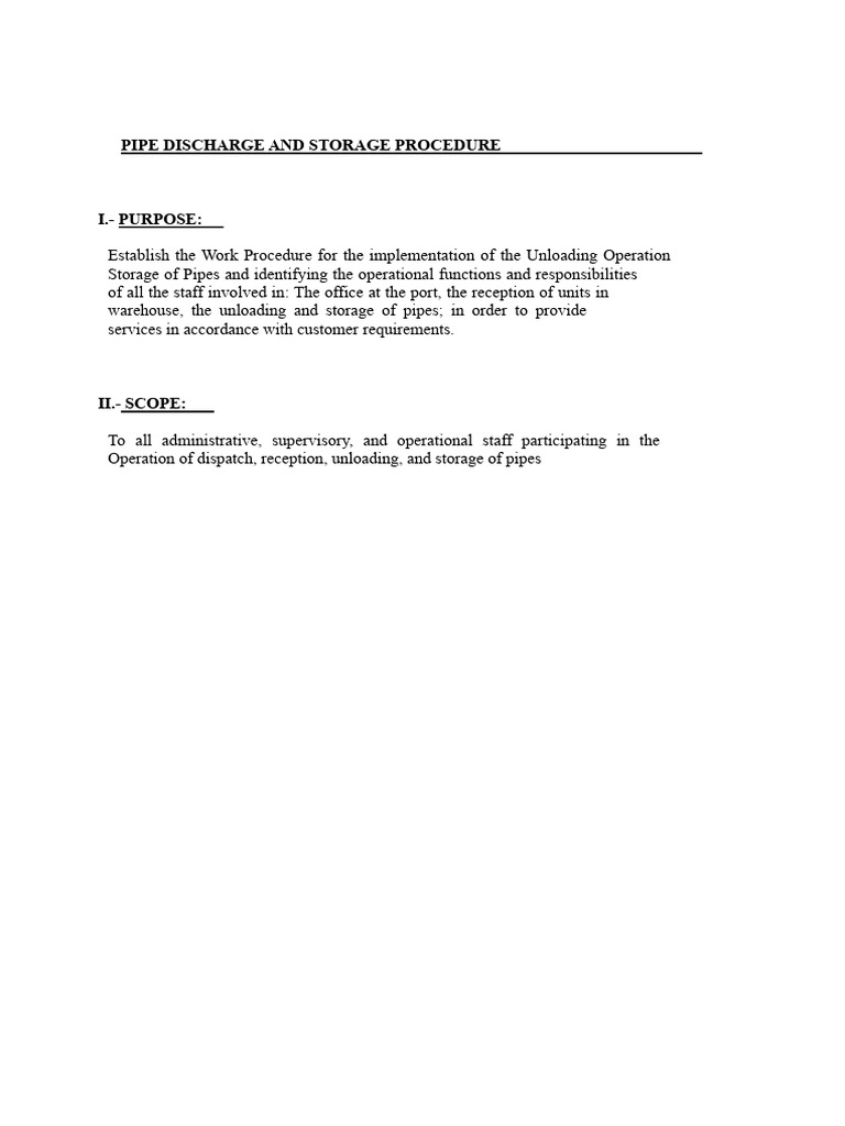 Procedure For Pipe Unloading | PDF | Crane (Machine) | Personal ...