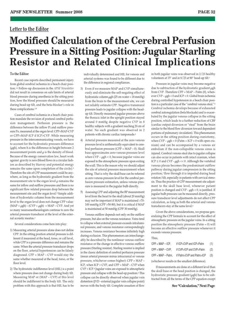 Starling Resistor in Sitting Position in APSF Newsletter | PDF | Blood ...