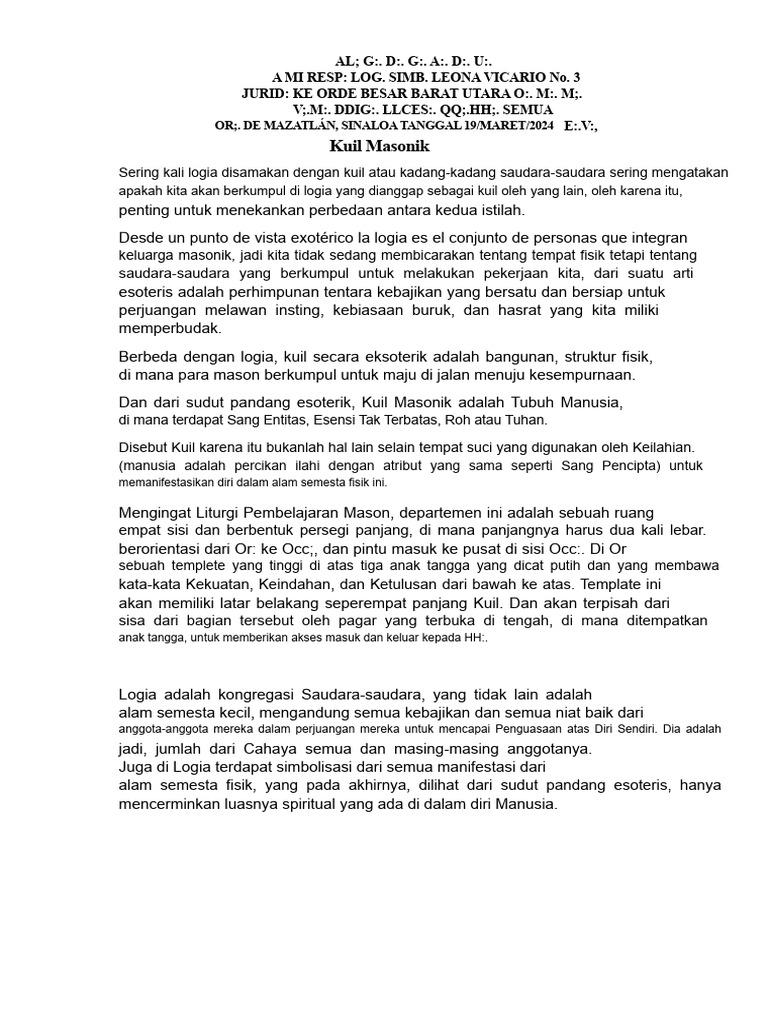 Perbedaan Kuil dan Logia Masonik | PDF