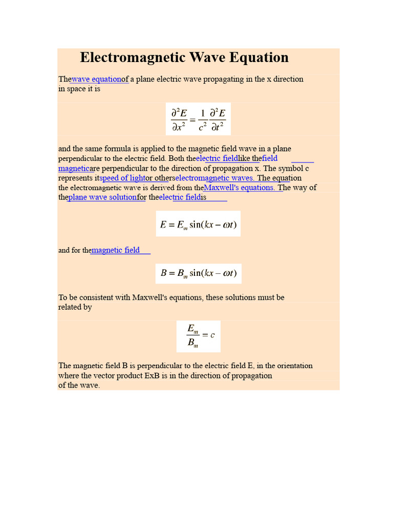 Electromagnetic Wave Equation | PDF