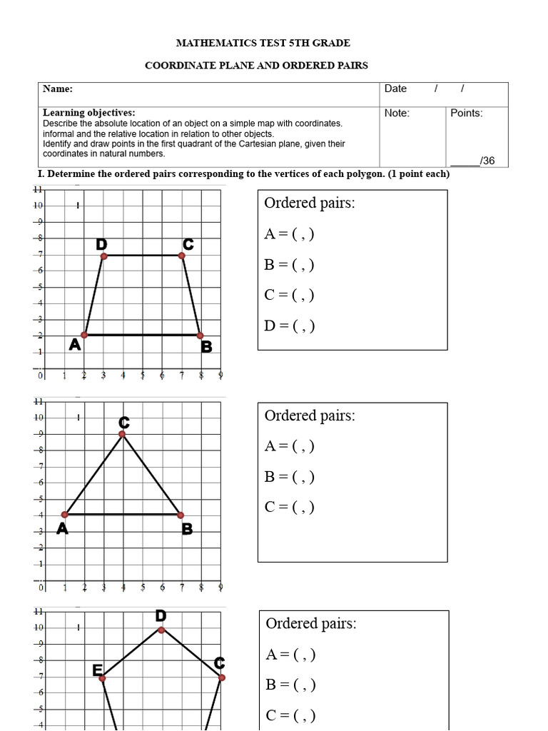 Cartesian Plane Test Upload | PDF | Cartesian Coordinate System ...