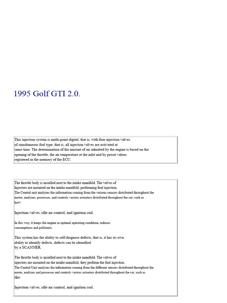 Digifant Golf Gti 2.0 1995. | PDF | Throttle | Fuel Injection