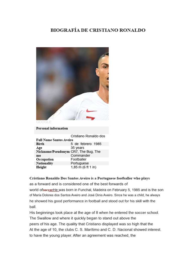 Cristiano Ronaldo Biography Overview | PDF