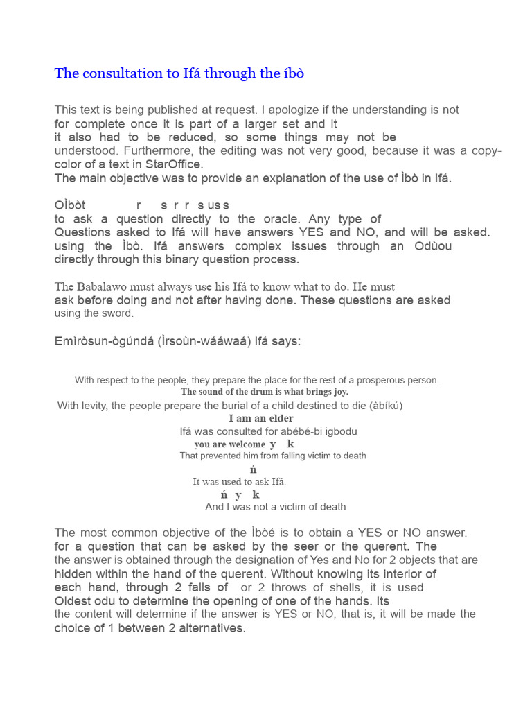 Ifá Consultation Through IBO | PDF | Divination
