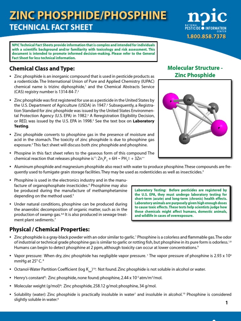 Zinc Phosphide/Phosphine: Technical Fact Sheet | PDF | Toxicity | Soil