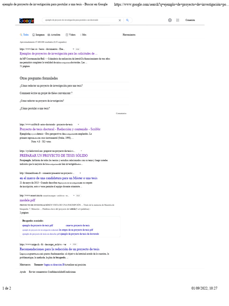 Ejemplo de Proyecto de Investigación para Postular A Un Doctorado ...
