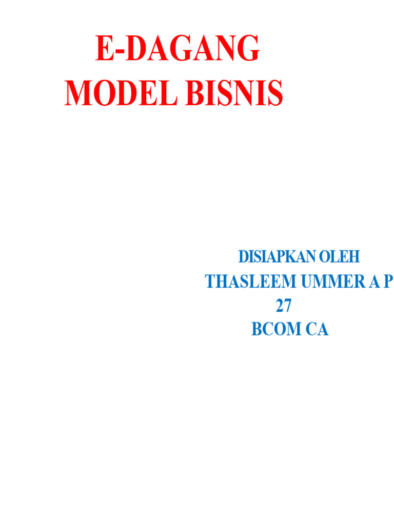 Model Bisnis E-Commerce | PDF