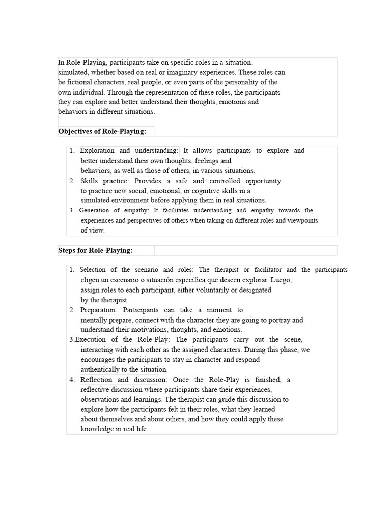 Role Playing | PDF | Psychotherapy | Empathy