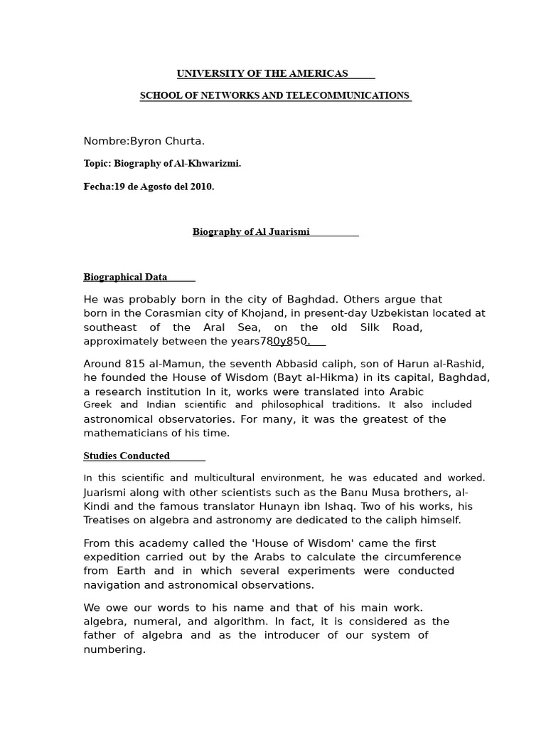 Al-Khwarizmi: Father of Algebra Biography | PDF | Mathematics