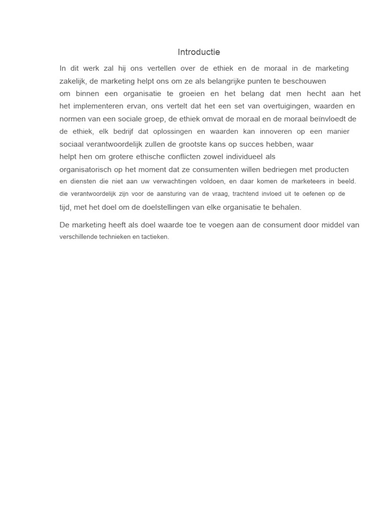 Essay over de Ethiek en de Moraal van de Bedrijfsmatige Marktwerking | PDF