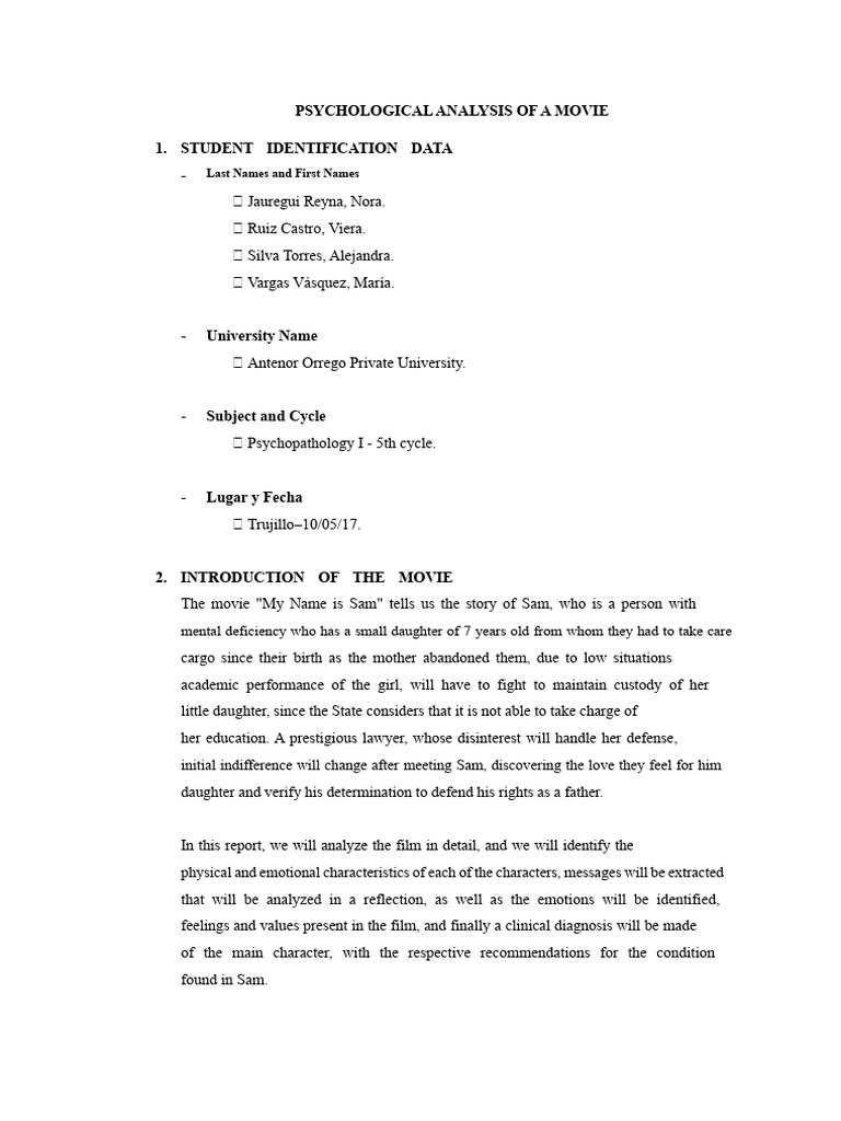 Analysis - I Am Sam Maria | PDF | Intelligence | Feeling