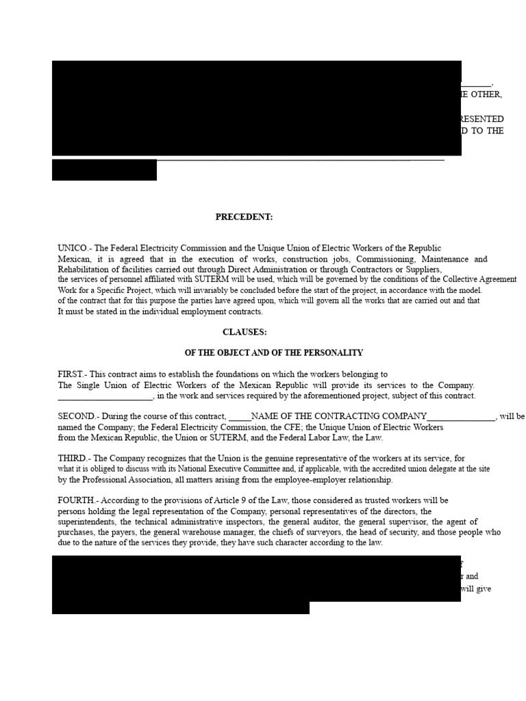 Collective Labor Agreement For A Specific Project | PDF | Salary ...