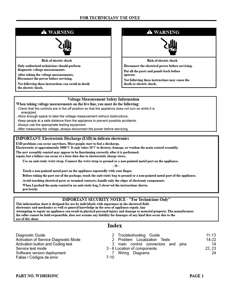 Warning Warning: For Technicians' Use Only | PDF | Electrostatic ...