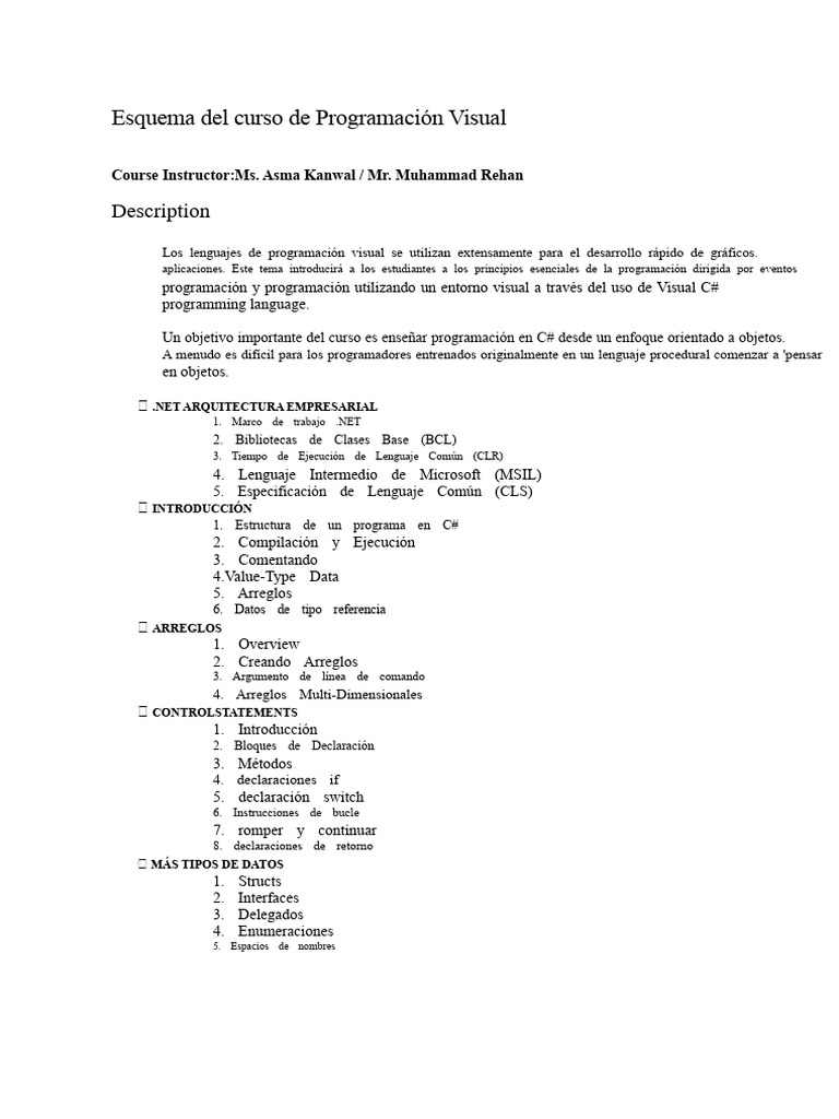 Esquema Del Curso de Programación Visual | PDF | .NET Framework | C ...