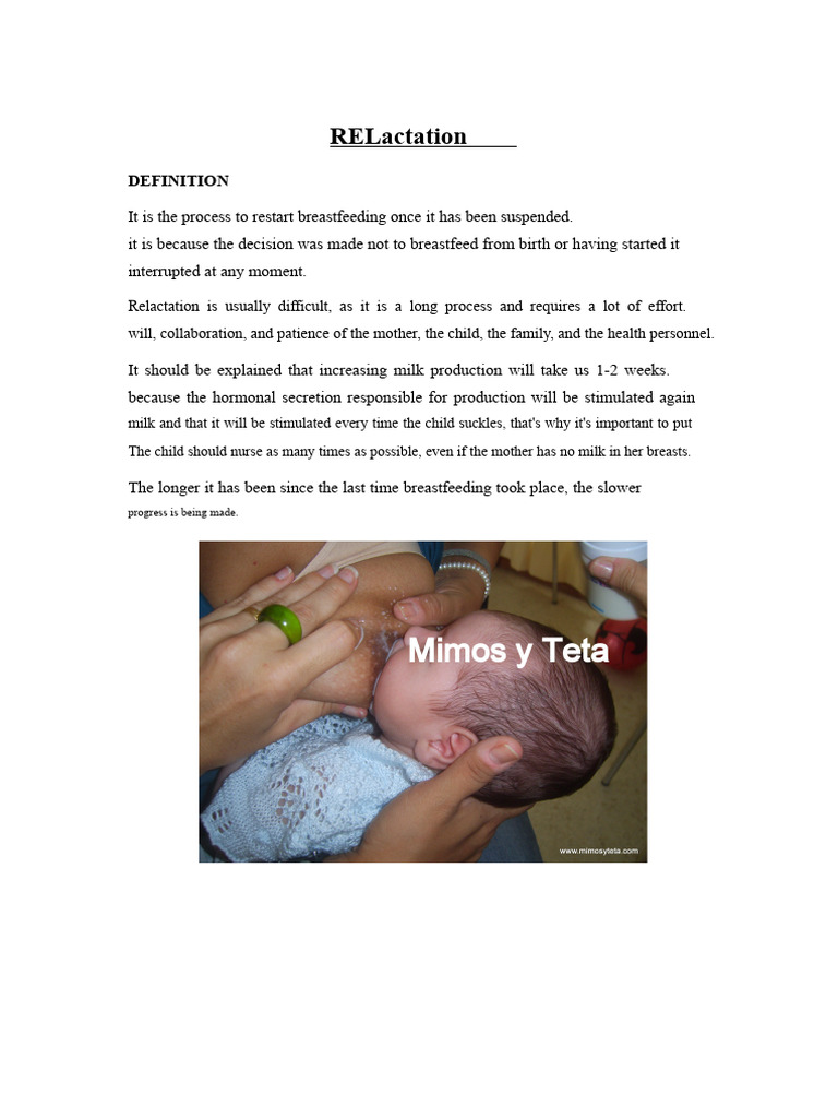 RELACTATION | PDF | Breastfeeding | Breast Milk