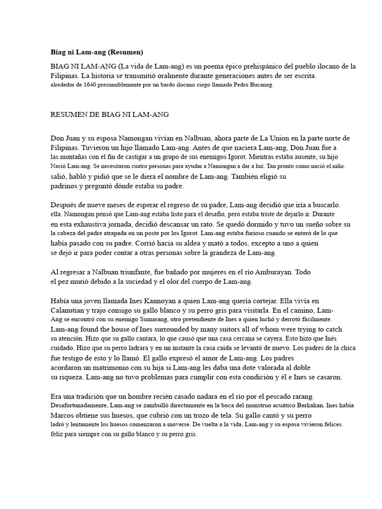 Resumen de Biag Ni Lam-Anf | PDF | Amor