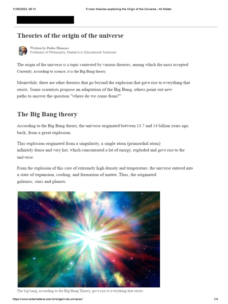 5 Main Theories That Explain The Origin of The Universe - All Matter ...