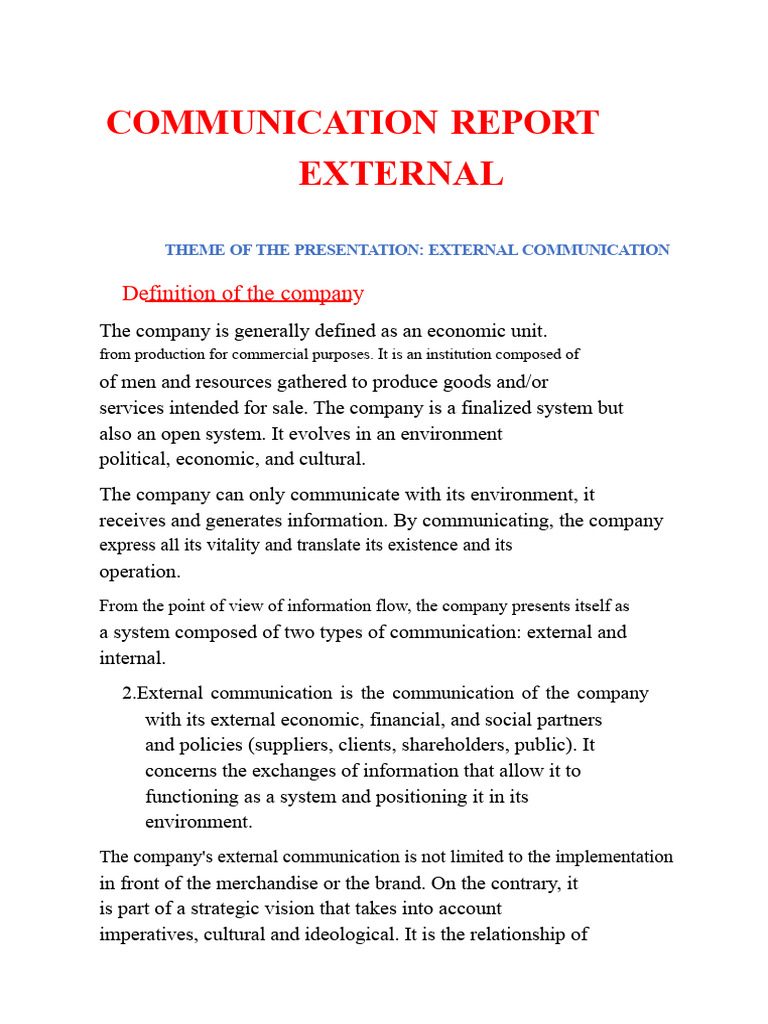 External Communication Presentation | PDF | Communication | Marketing