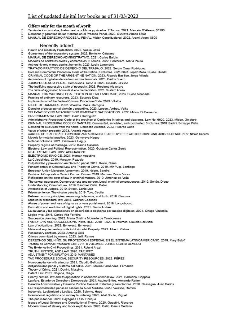 List of Law Books. Digital. Updated. | PDF | Justice | Crime & Violence