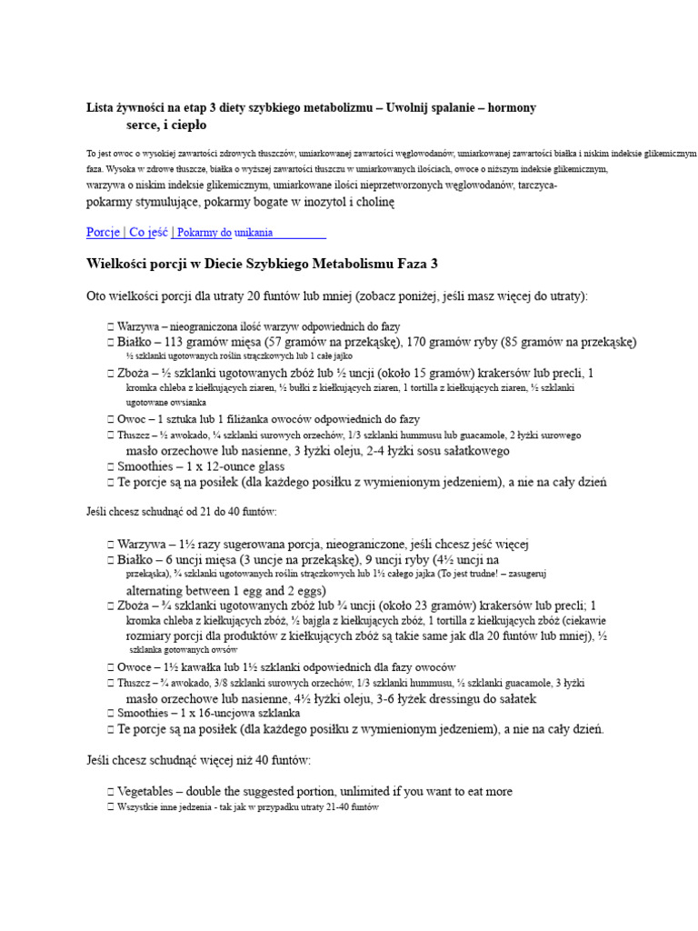 Szybki Metabolizm Faza 3 | PDF