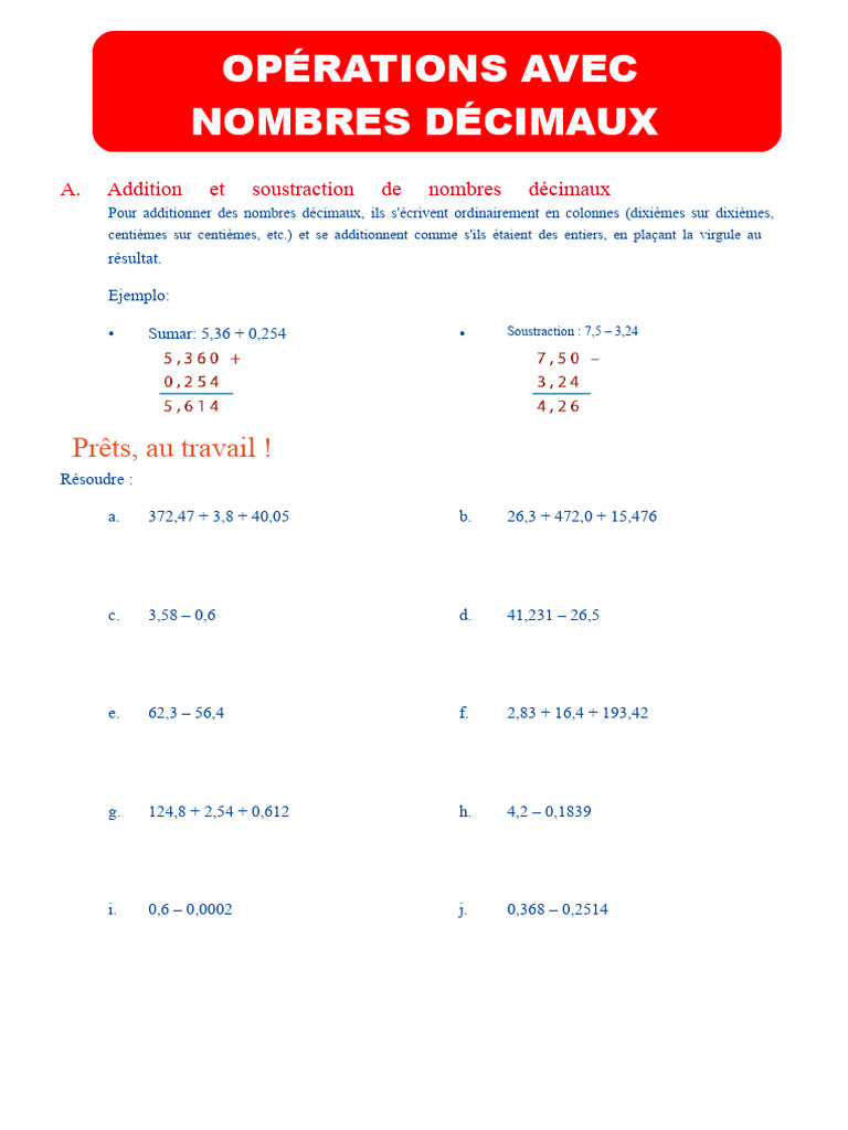 Opérations sur les Nombres Décimaux | PDF | Décimal | Théorie des nombres