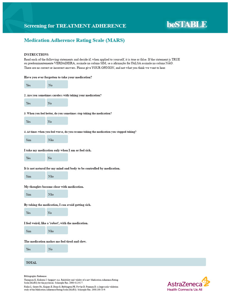 Medication Adherence Rating Scale (MARS) | PDF