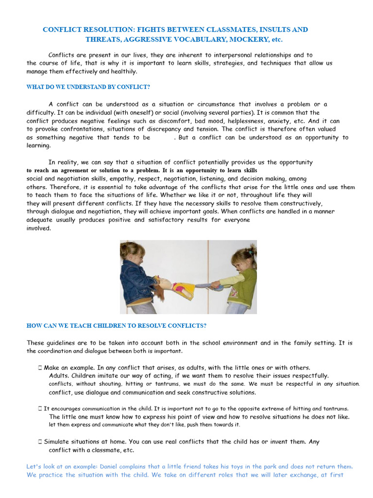 Conflict Resolution - Fights Between Colleagues, Insults, Threats | PDF ...