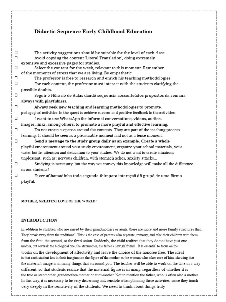 Didactic Sequence Early Childhood Education MONTH OF MAY | PDF | Mother ...