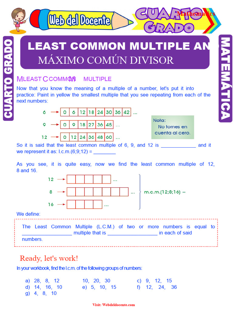 LCM and GCD: Definitions and Exercises | PDF | Arithmetic | Abstract ...