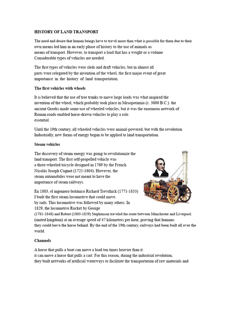 Evolution of Land Transport History | PDF | Transport | Car