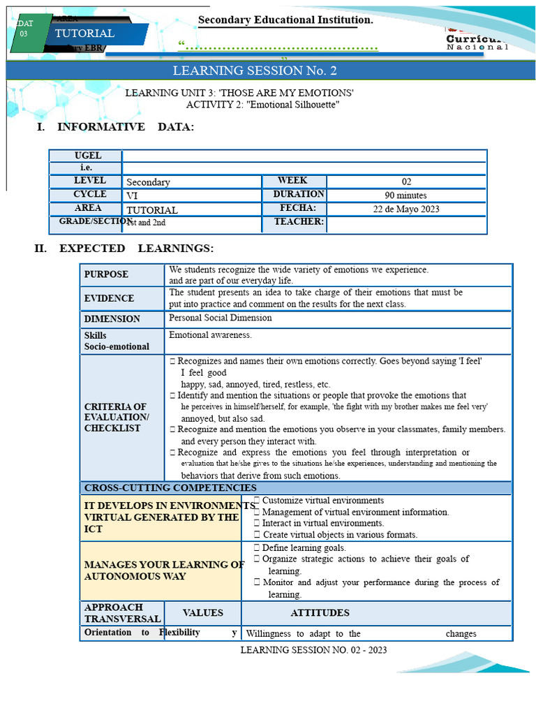 1st and 2nd TUTORIAL SESSION 2 UNIT 3 WEEK 02 | PDF | Emotions | Learning