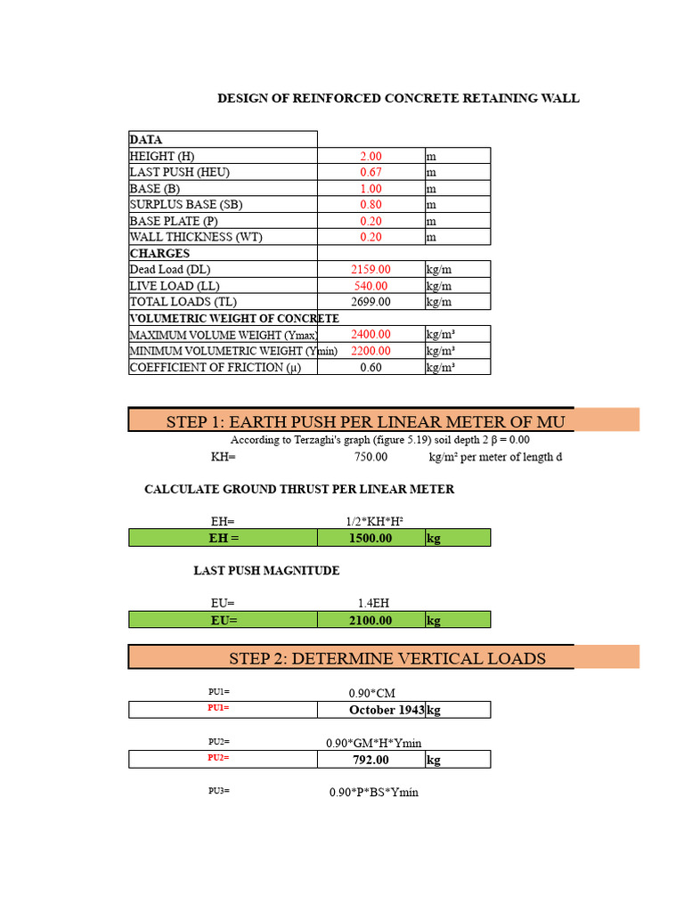 Calculation of Reinforced Concrete Wall | PDF | Civil Engineering ...