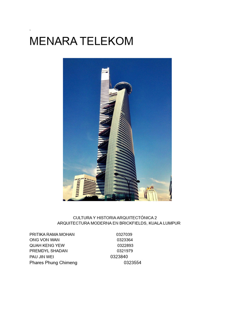 Menara Telekom: Icono de Arquitectura Moderna | PDF | Torre | Ventana
