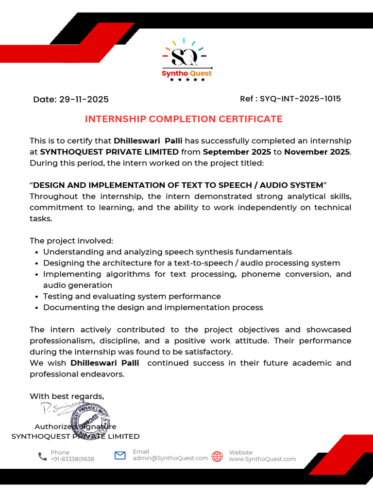 Internship Completion Letters | PDF