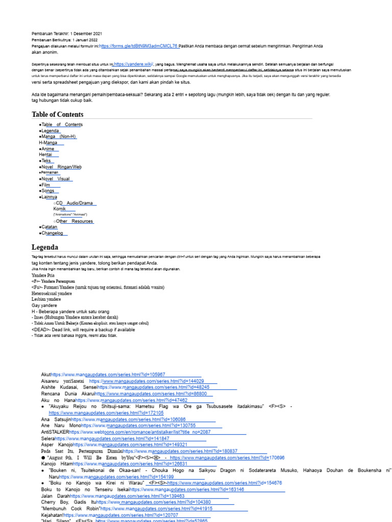 Sumber Cinta Obsesi Yandere | PDF