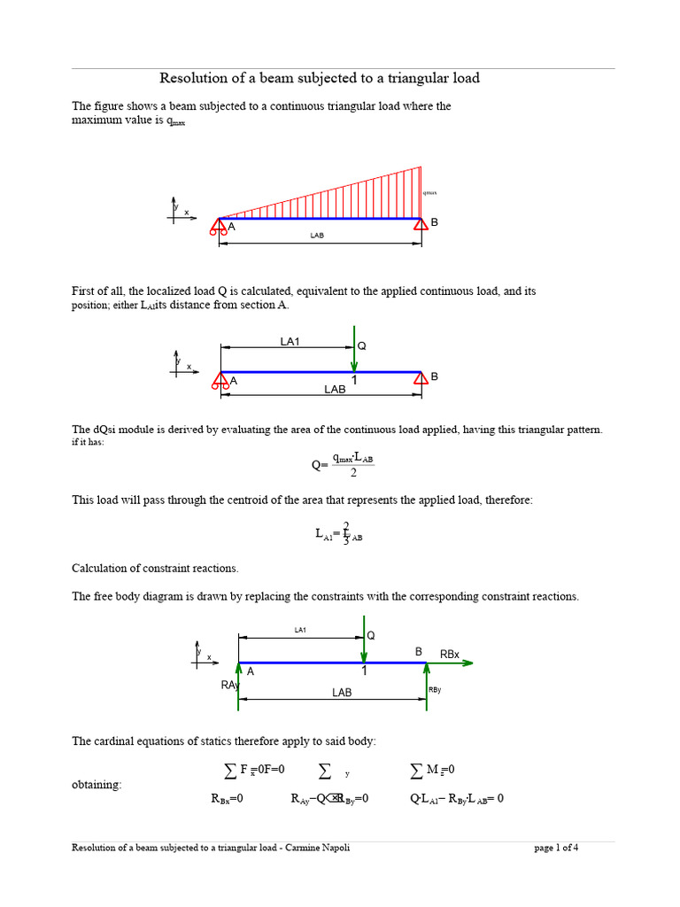 Beam Supported With Triangular Load | PDF | Bending | Beam (Structure)