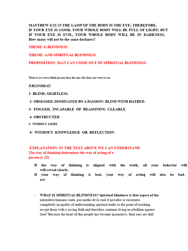 Spiritual Blindness | PDF | Paul The Apostle | Forgiveness