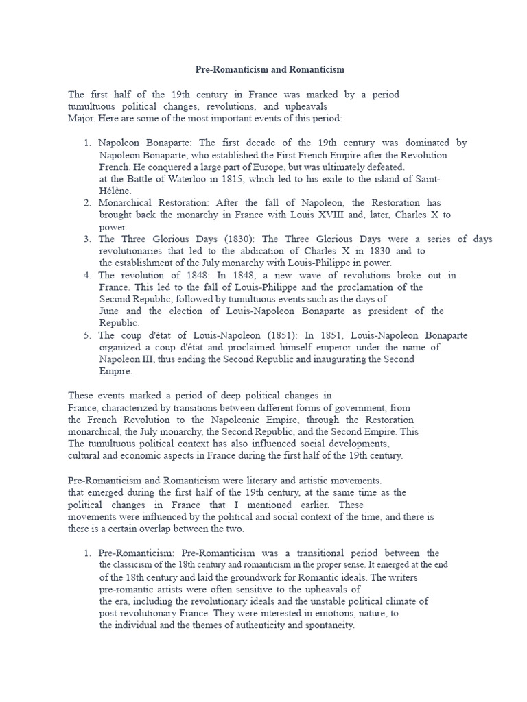Explanations of Pre-Romanticism, Romanticism, and Realism | PDF ...
