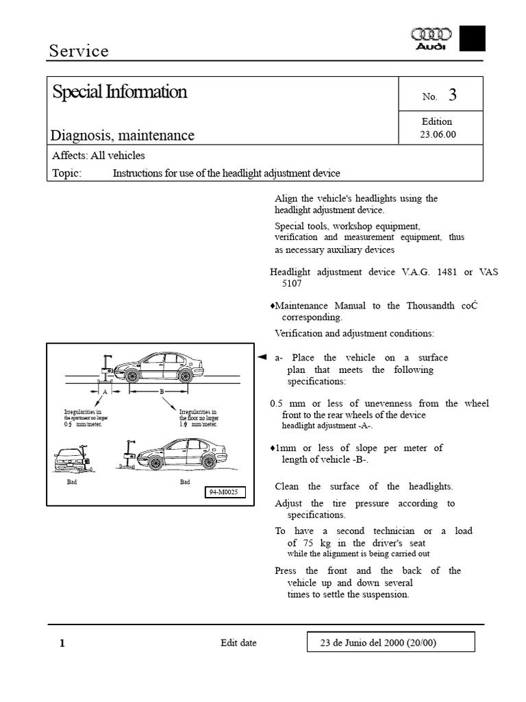 Headlight Alignment Procedure PDF | PDF | Headlamp | Vehicles