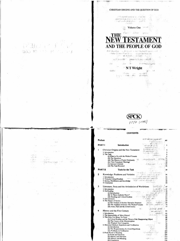 NT Wright The New Testament and The People of God | PDF