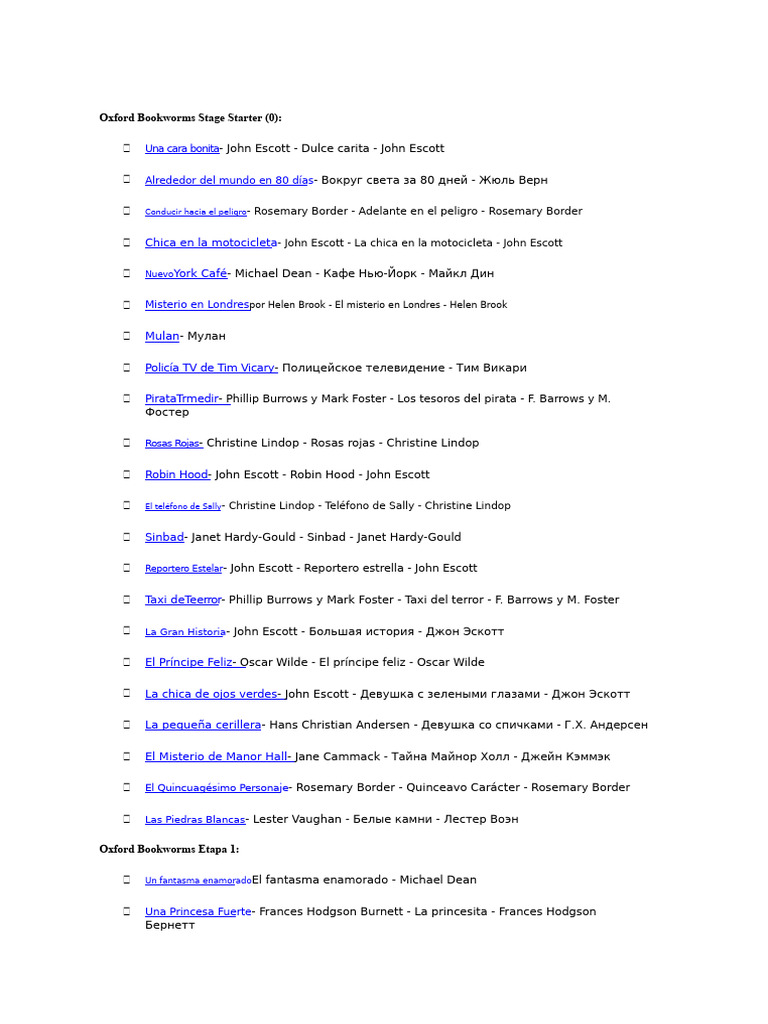 Libros Oxford Bookworms en Español | PDF