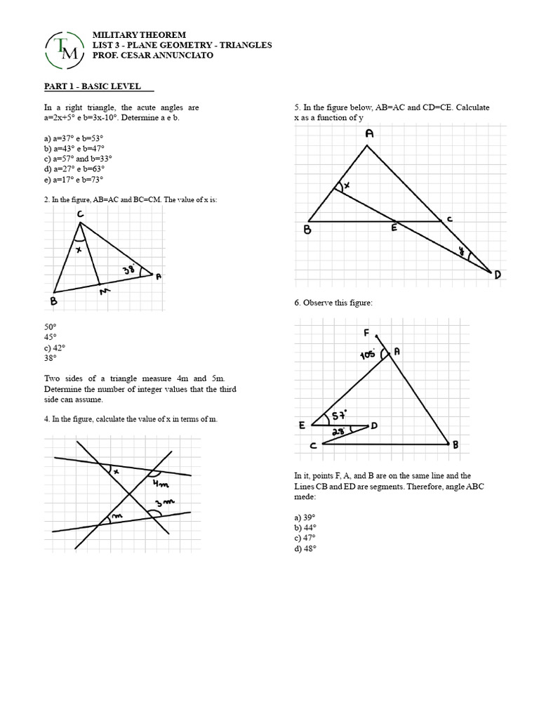 List 3 - Plane Geometry - Triangles | PDF | Triangle | Euclidean Geometry